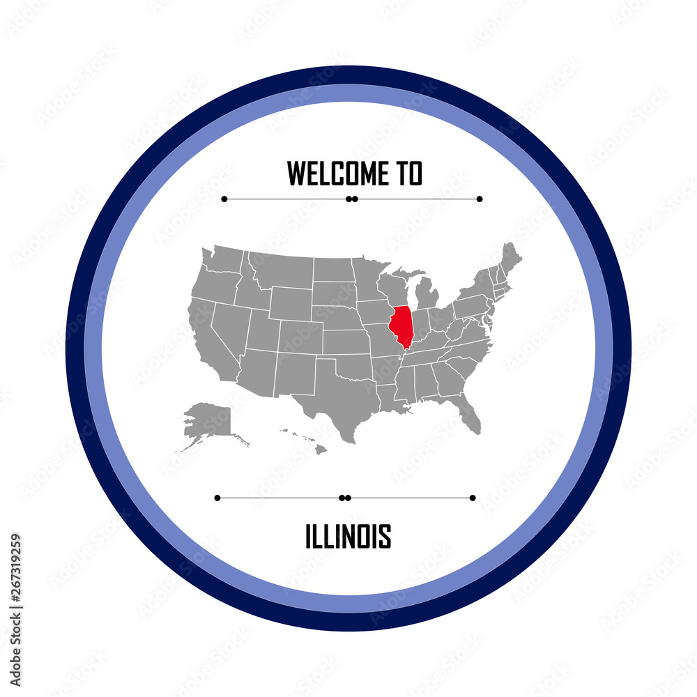 Illinois, Map of united states of america with landmark of Illinois ...