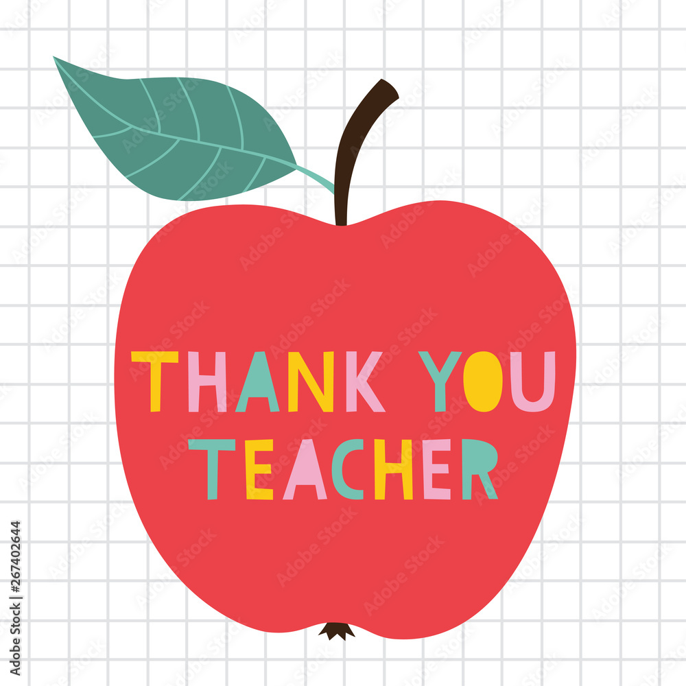 Thank you Teacher greeting card Stock Vector | Adobe Stock