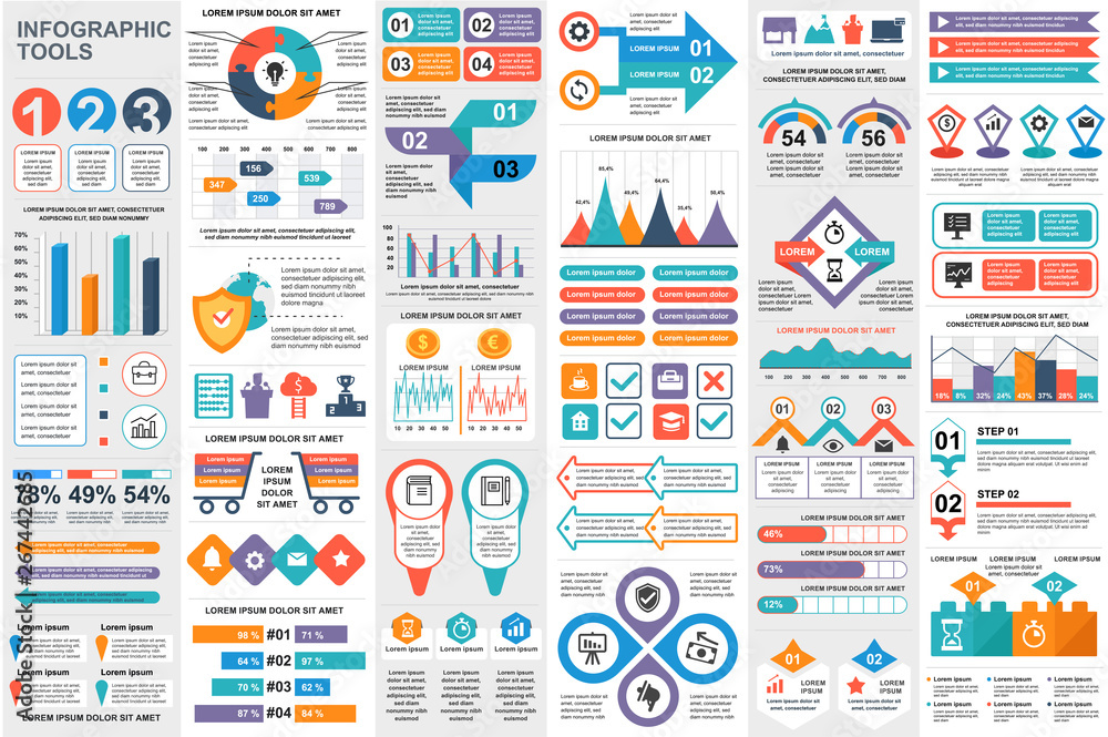 Infographic elements data visualization vector design template. Can be ...