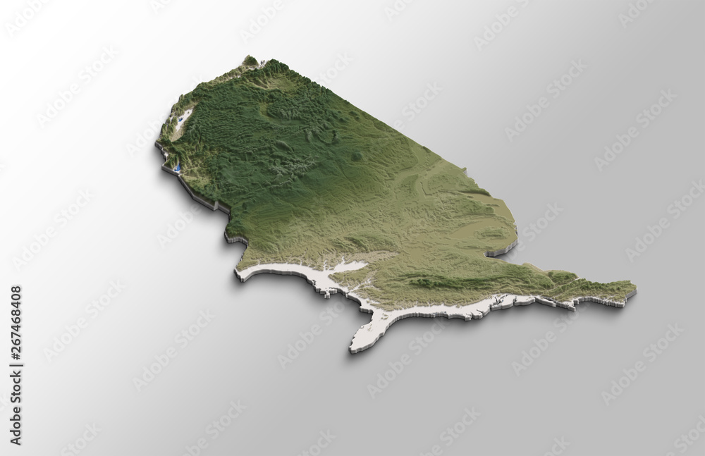 Relief map of USA with 3D effect. Isometric map of country. Clipped at ...