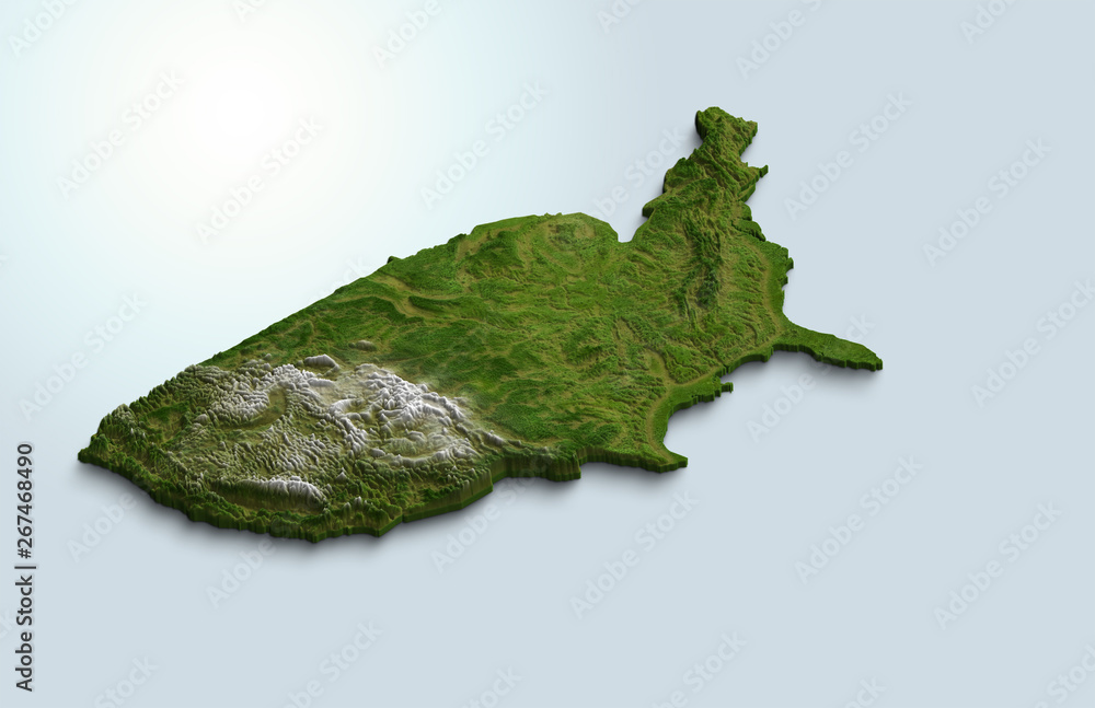Relief map of USA with 3D effect. Isometric map of country. Clipped at ...