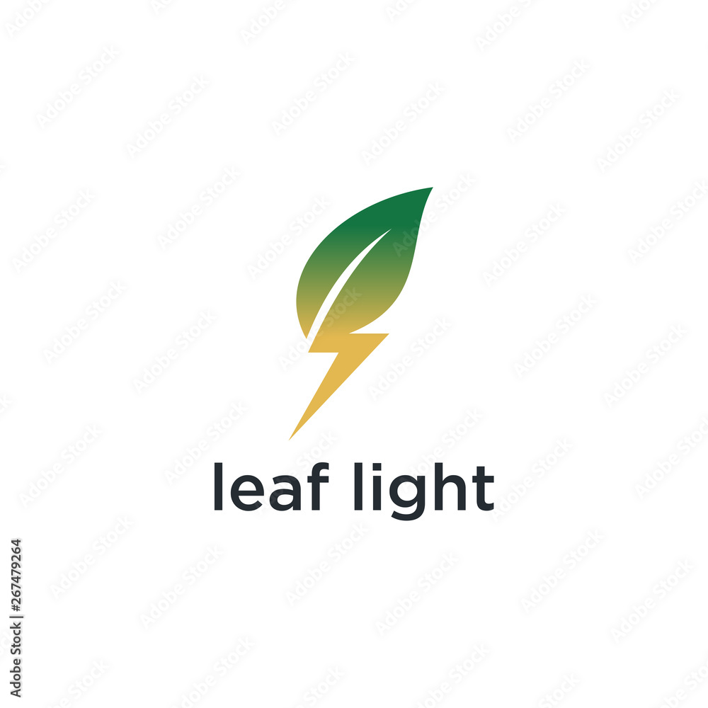 leaf thunder and bolt lightning flash logo icon template design. Power ...