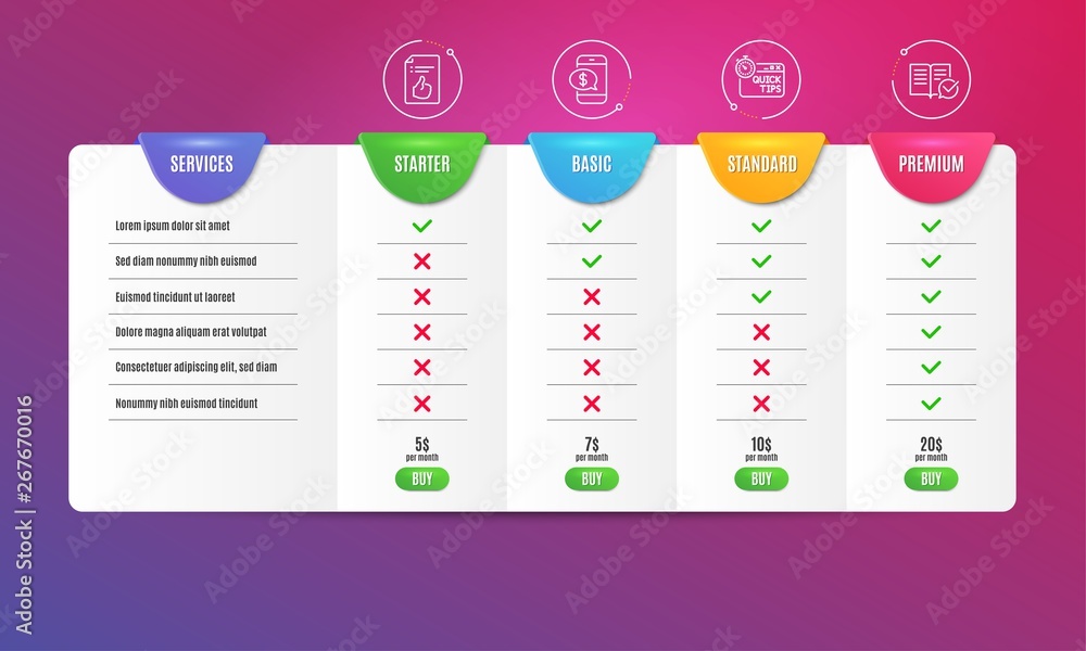 Quick tips, Phone payment and Approved document icons simple set ...