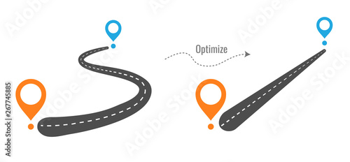 The road from point A to point B. how to lay the optimal and direct way ...