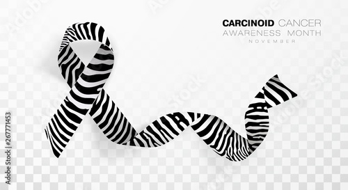 Carcinoid Cancer Awareness Month. Zebra Stripe Color Ribbon Isolated On ...