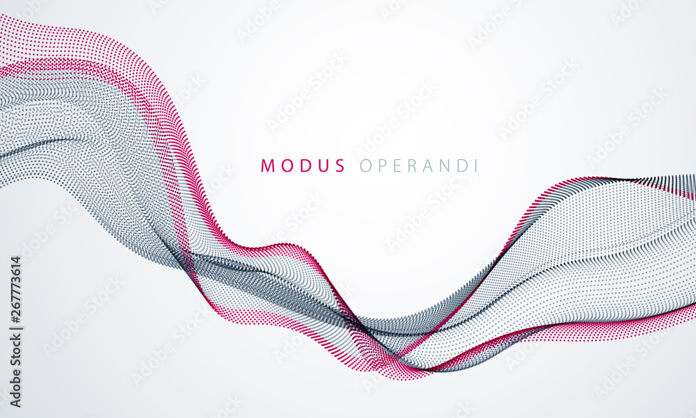 3d particles mesh array, sound wave flowing. Round points vector effect ...