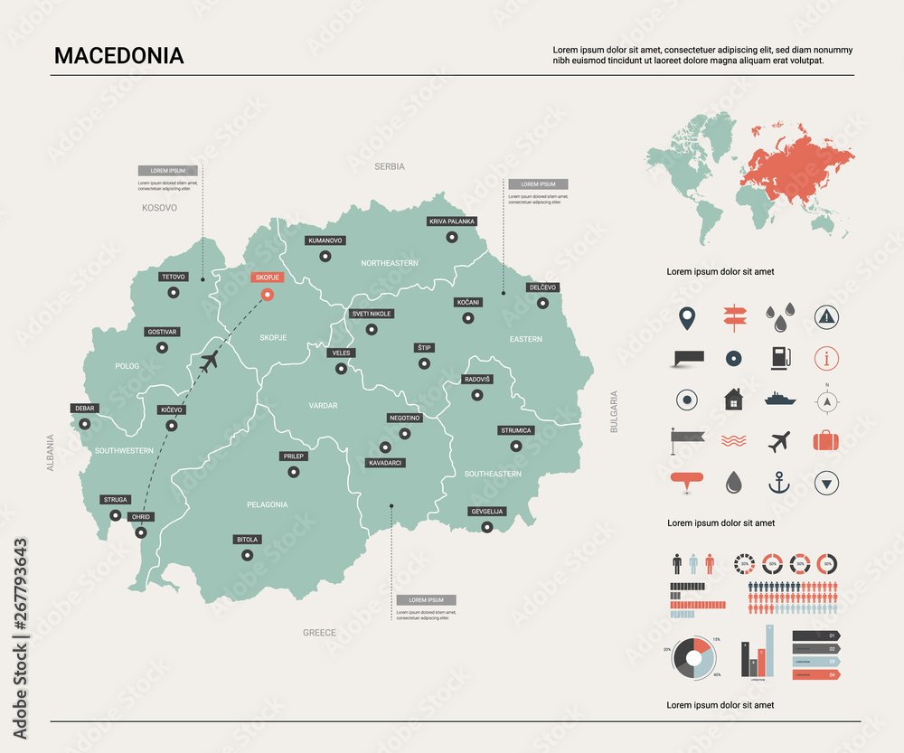 Image vectorielle Stock Vector map of Macedonia. Country map with ...