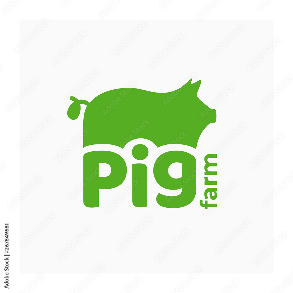 Vector logo for pig farm. Green symbol with sow for swine-breeding ...