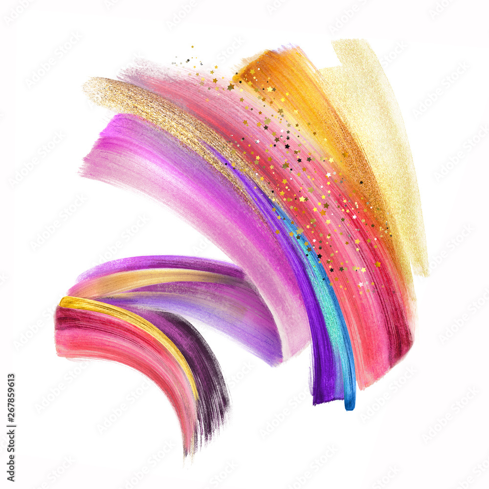 digital illustration, colorful neon brush stroke clip art isolated on ...