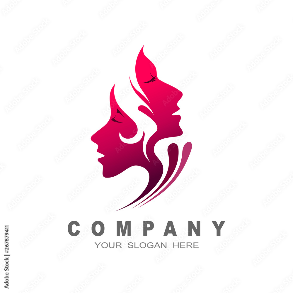 the logo of a beautiful woman, symbol of two beautiful women Stock ...