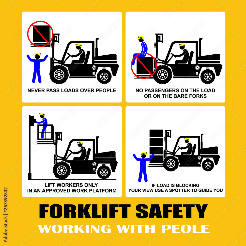 forklift safety, icon set Stock Vector | Adobe Stock