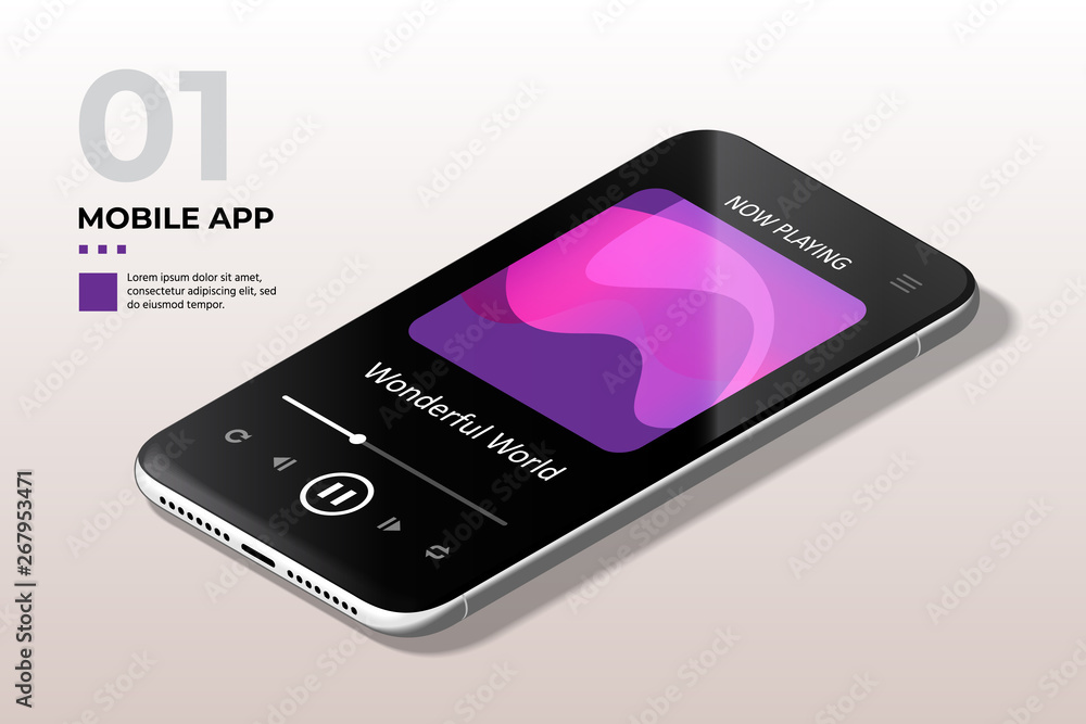 Modern Mobile Cell Phone with Music Media Player UI, UX and GUI ...