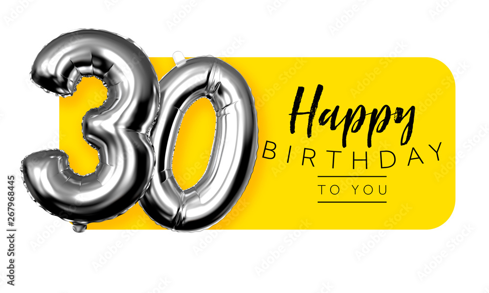 Happy 30th birthday yellow greeting background. 3D Rendering Stock ...