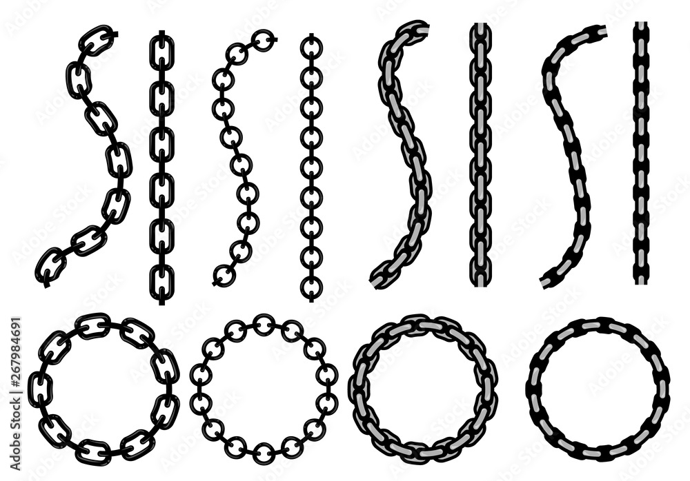 Cartoon metal different chain borders and frames. Isolated on white ...