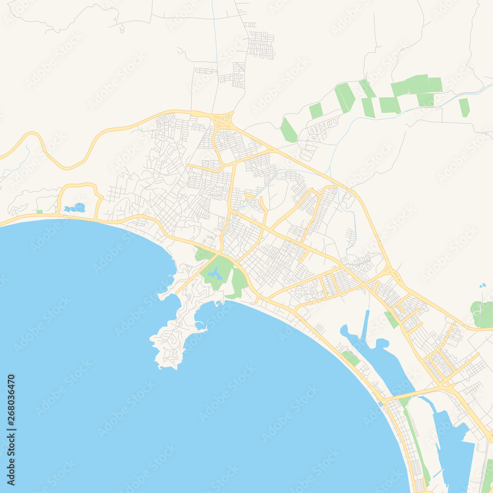 Empty vector map of Manzanillo, Colima, Mexico Stock Vector | Adobe Stock