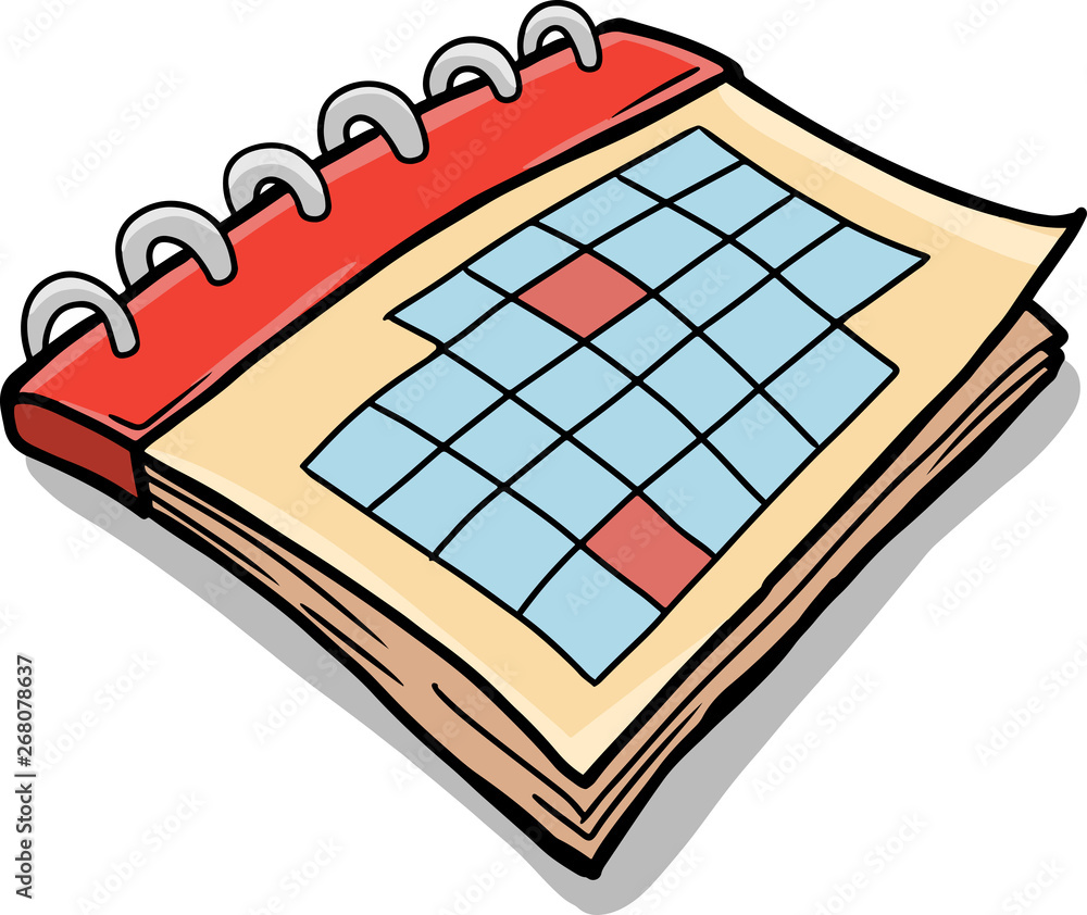 calendar / cartoon vector and illustration, hand drawn style, isolated ...