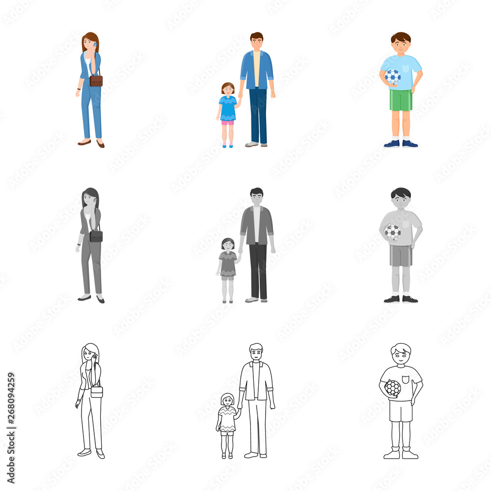 Vector illustration of character and avatar sign. Set of character and ...