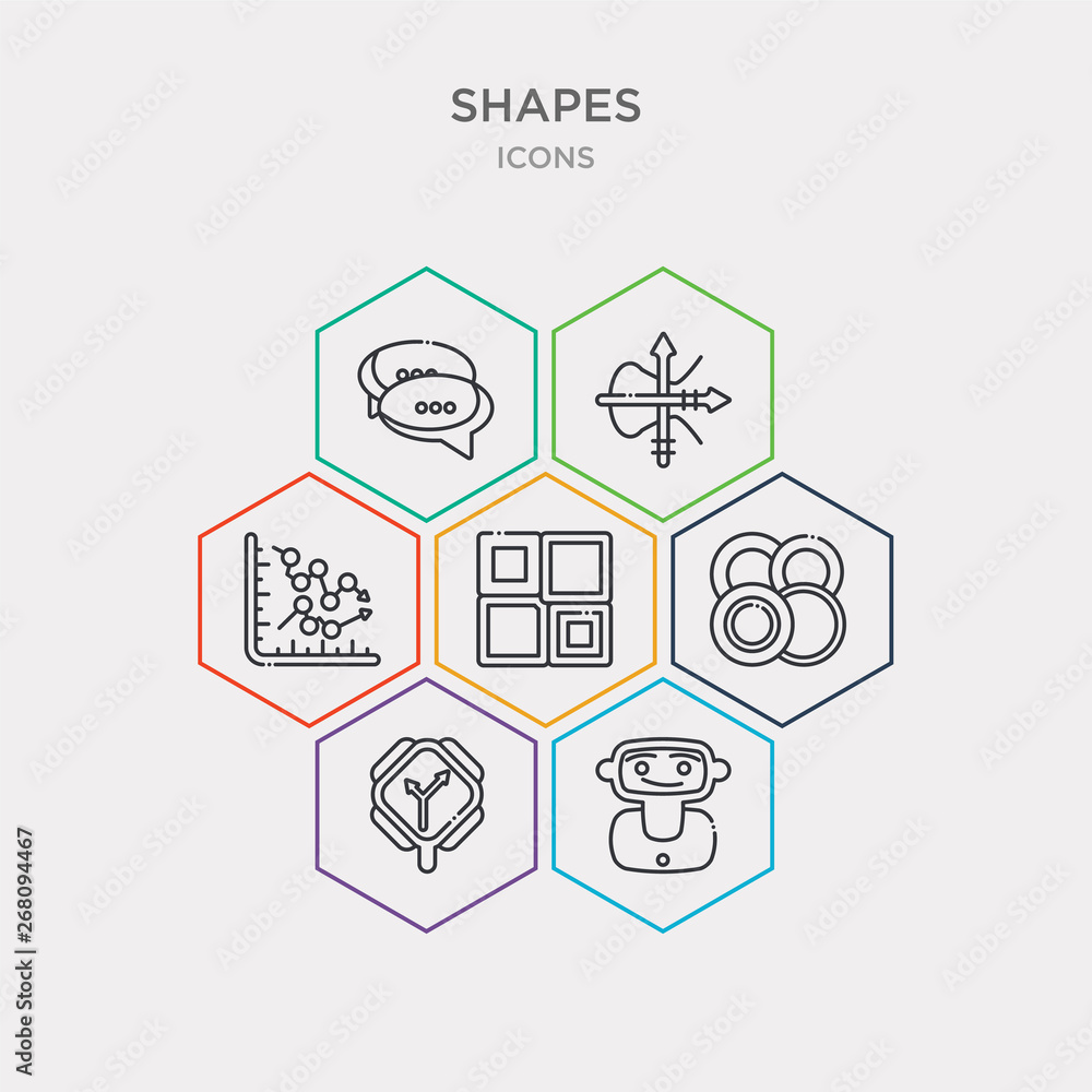 simple set of character, y shaped intersection, circles, four squares ...