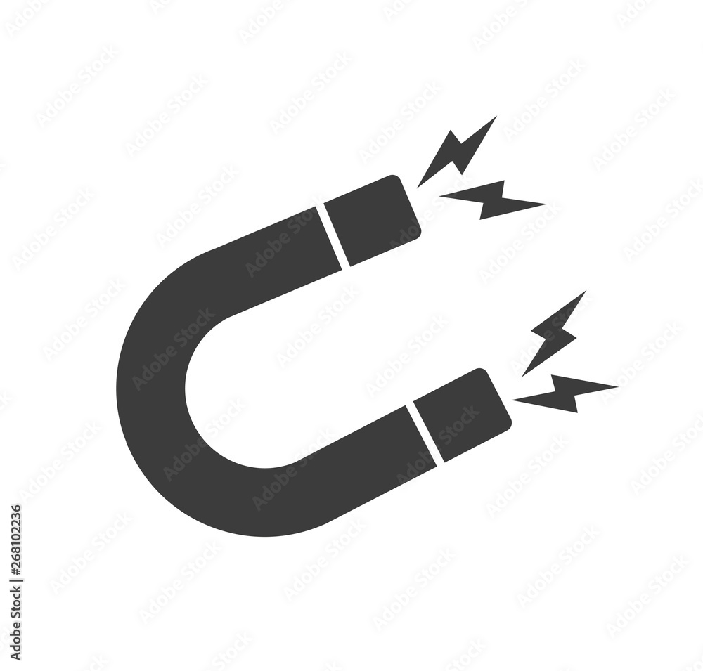 Red Magnet with magnetic power sign. Magnet icon. Vector illustration ...