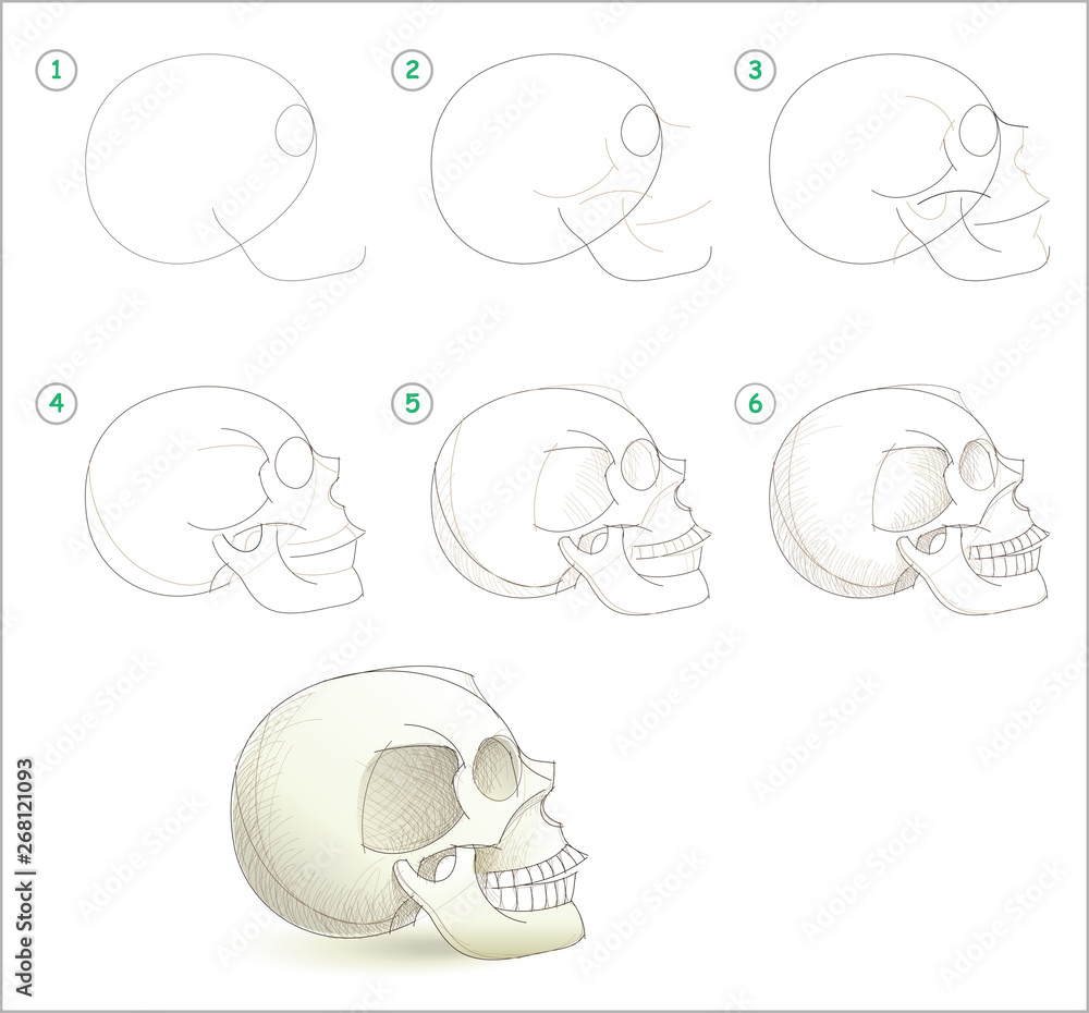 Vector de Stock Page shows how to learn step by step to draw a human ...