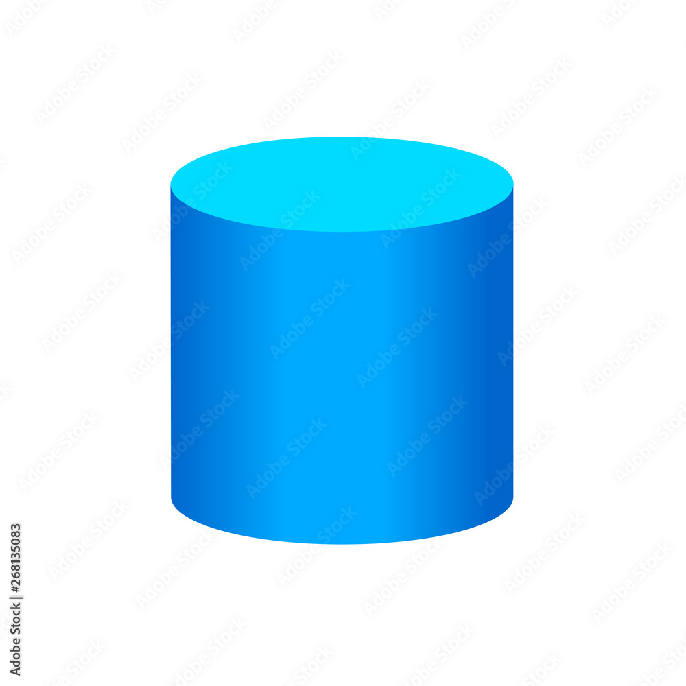 blue cylinder basic simple 3d shapes isolated on white background ...