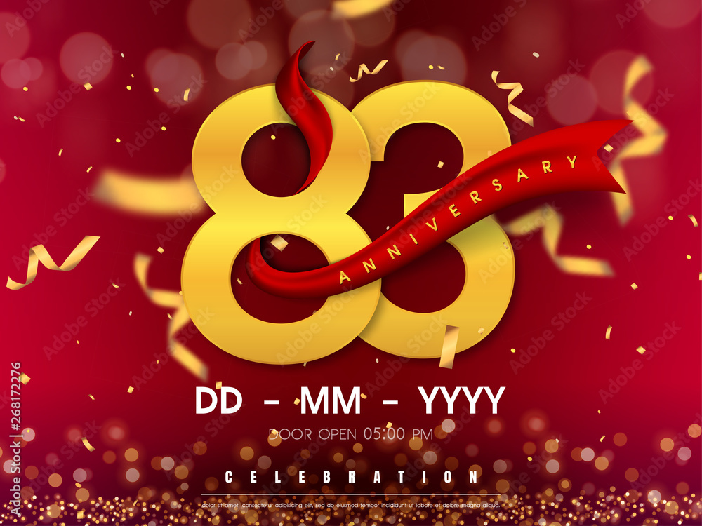 Image vectorielle Stock 83 years anniversary logo template on gold ...
