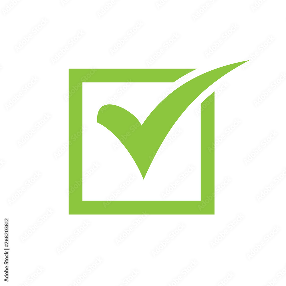 Image vectorielle Stock Green check mark icon in a box. Tick symbol in ...