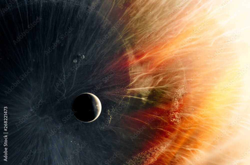 Solar flare near planet in space Stock Photo | Adobe Stock