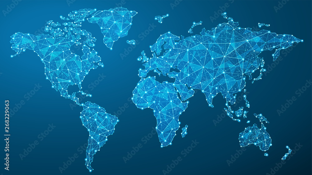 World Map Plexus - Global Technology and Business Connection Stock ...