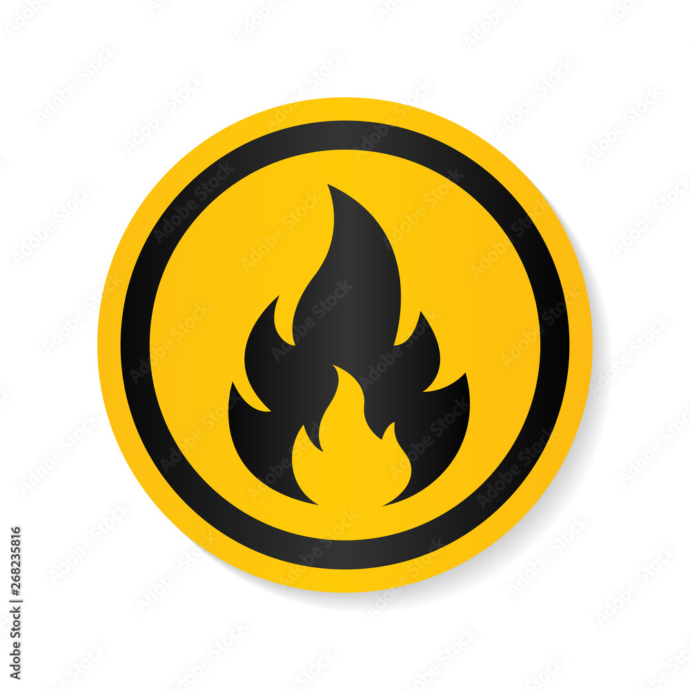 Image vectorielle Stock Fire Warning Dangerous flame attention icon ...