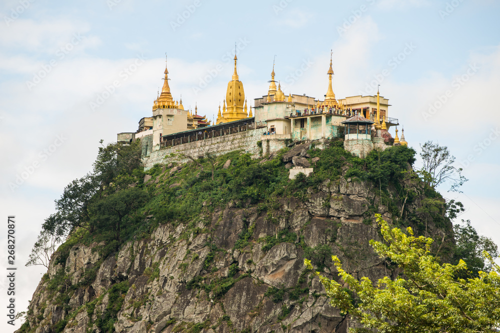 Buddhist temple on the highest peak of Mount Popa an ancient volcano ...