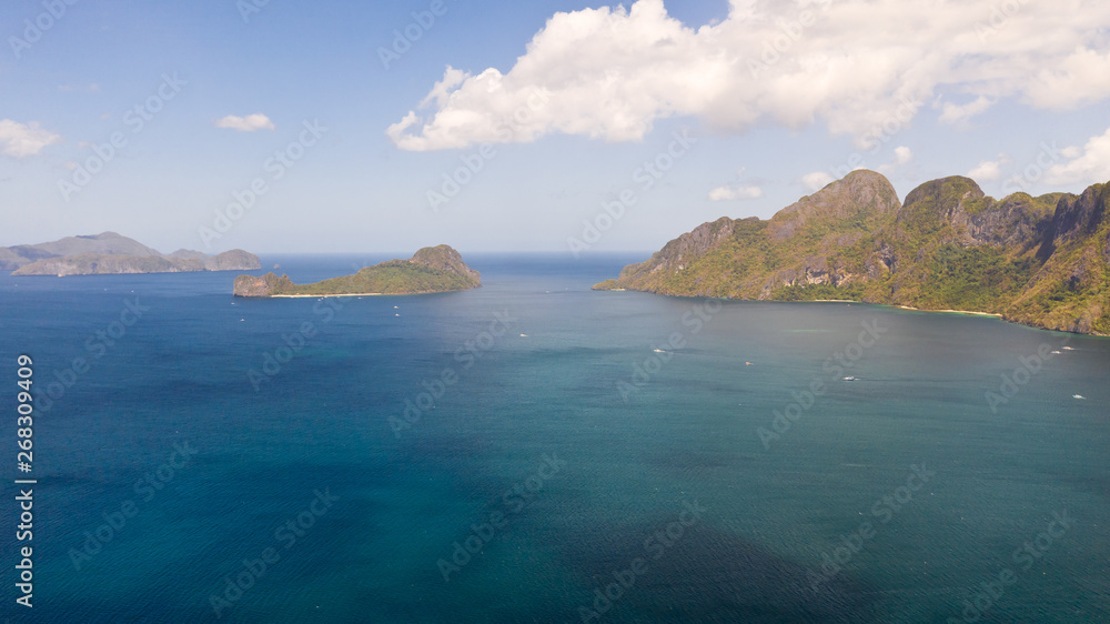 Seascape with tropical islands. El Nido Palawan National Park ...