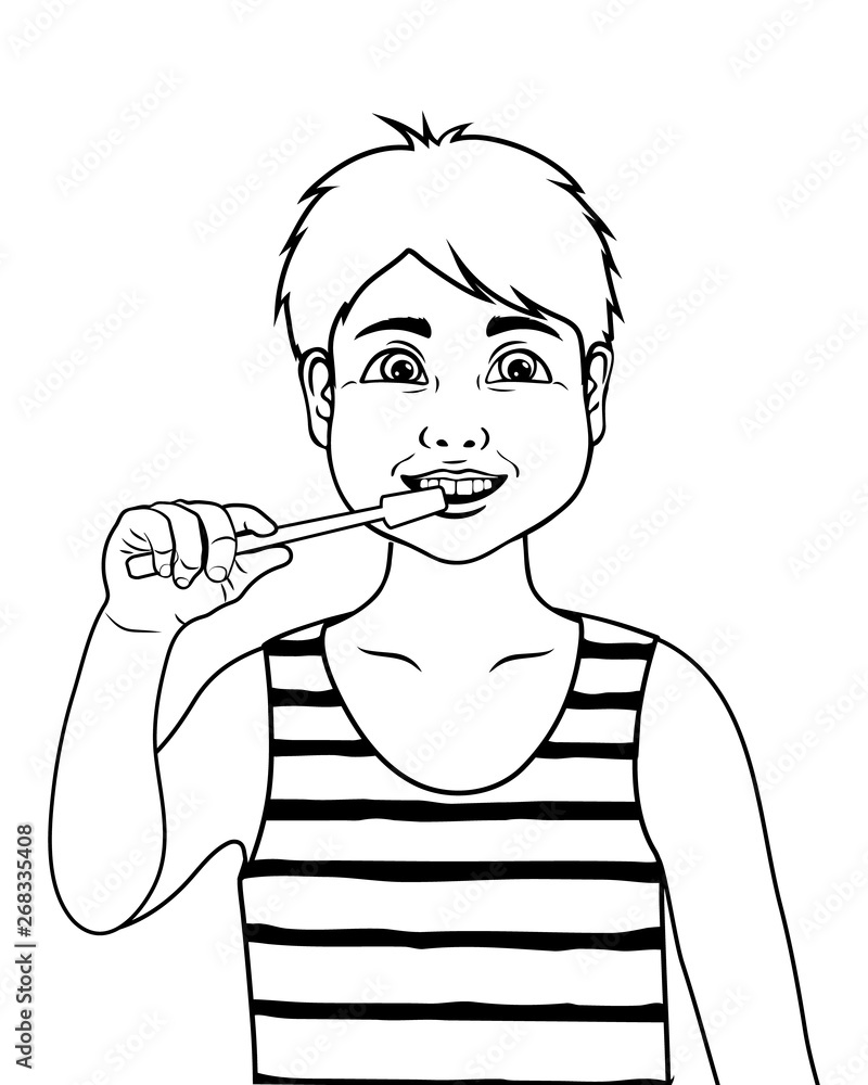 Coloring page outline of cartoon boy. Coloring book for kids. Daily ...