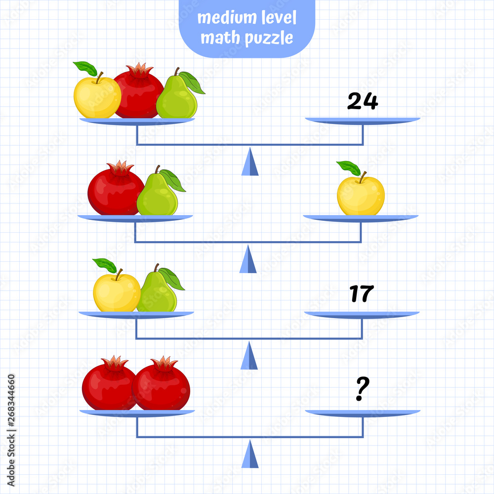Math, Logic Puzzle Educational Game. Medium level. System of equations ...