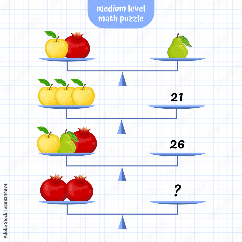 Math, Logic Puzzle Educational Game. Medium level. System of equations ...
