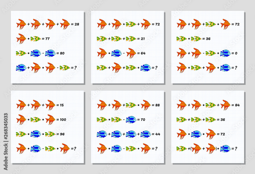 Mathematics educational game set for children. System of equations ...