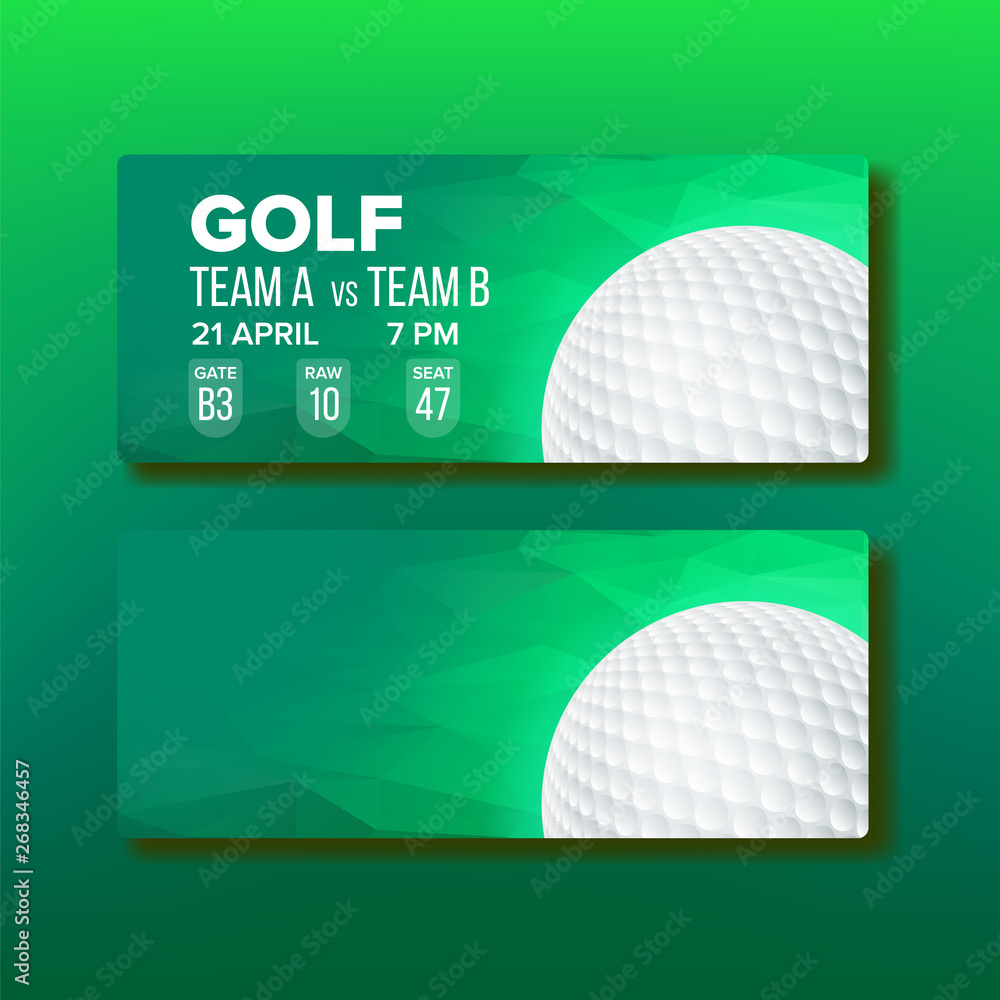 Vector de Stock Coupon For Golf Tournament Game Template Vector. White ...