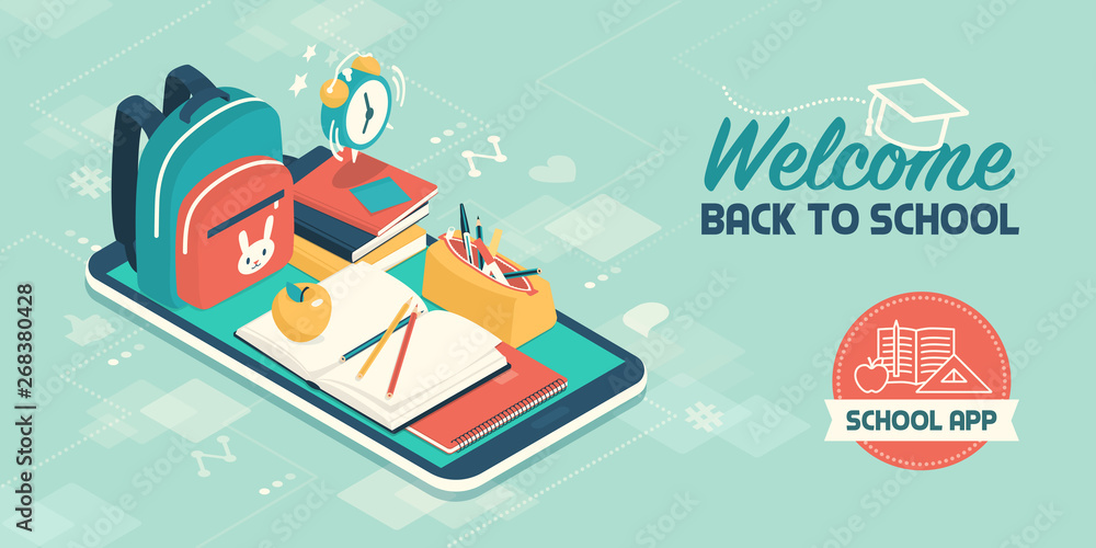 Welcome back to school digital app Stock Vector | Adobe Stock