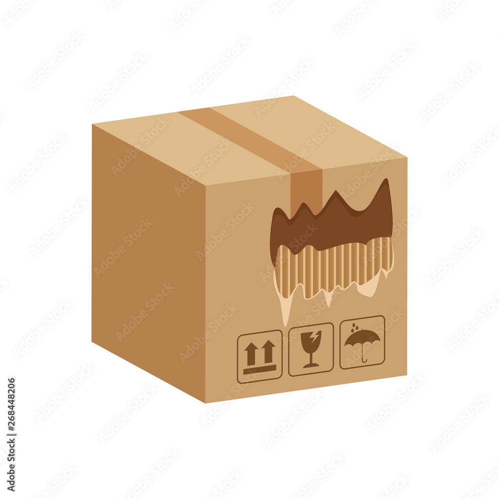 Image vectorielle Stock crate boxes torn hole damaged, ripped broken ...
