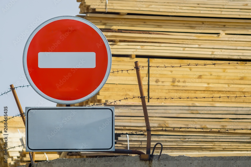 ภาพถ่าย Stock sign, symbol, warning about the prohibition of entry to ...
