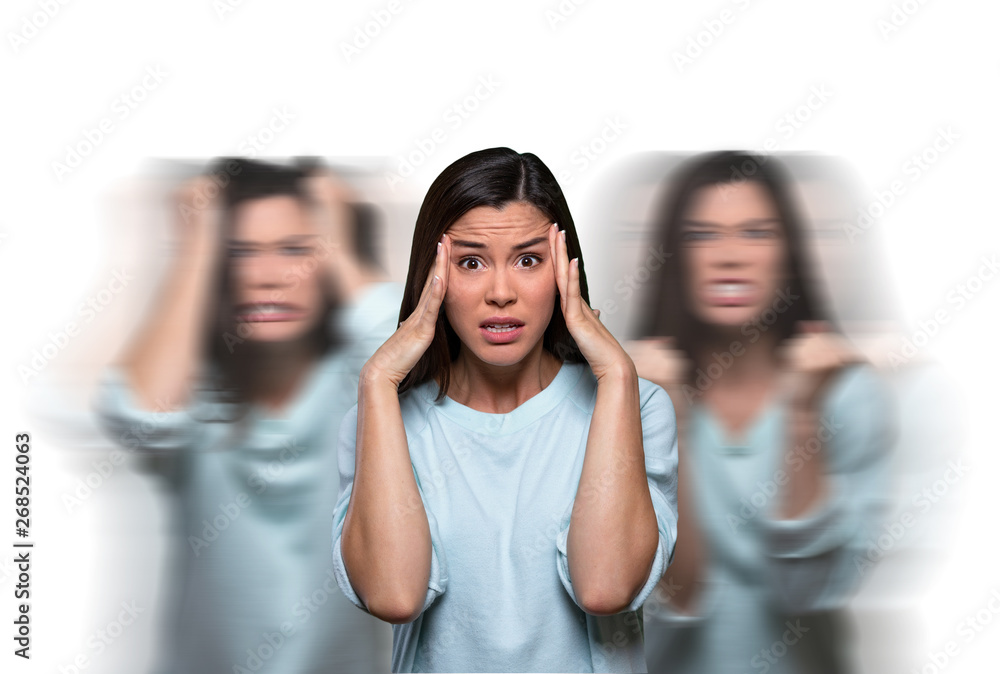 Woman in distress from anxiety, stress, and depression, inner ...