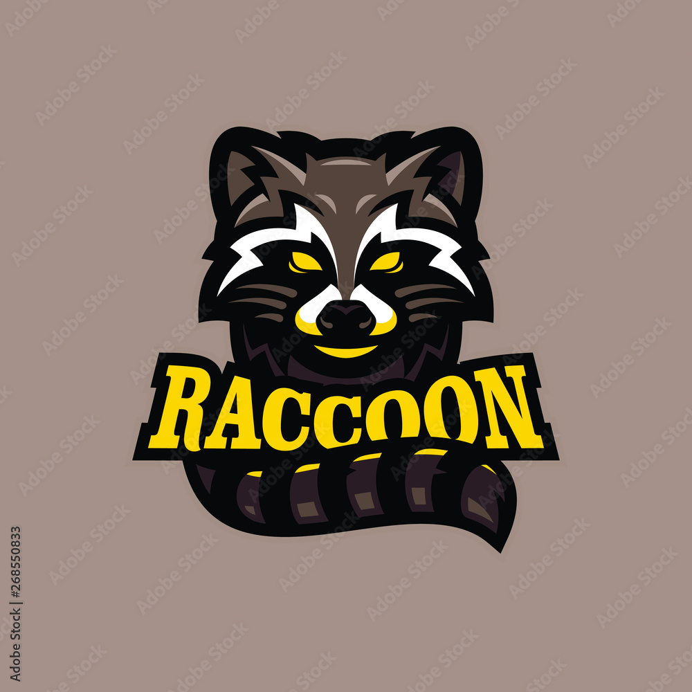 raccoon mascot logo esport vector illustration Stock Vector | Adobe Stock