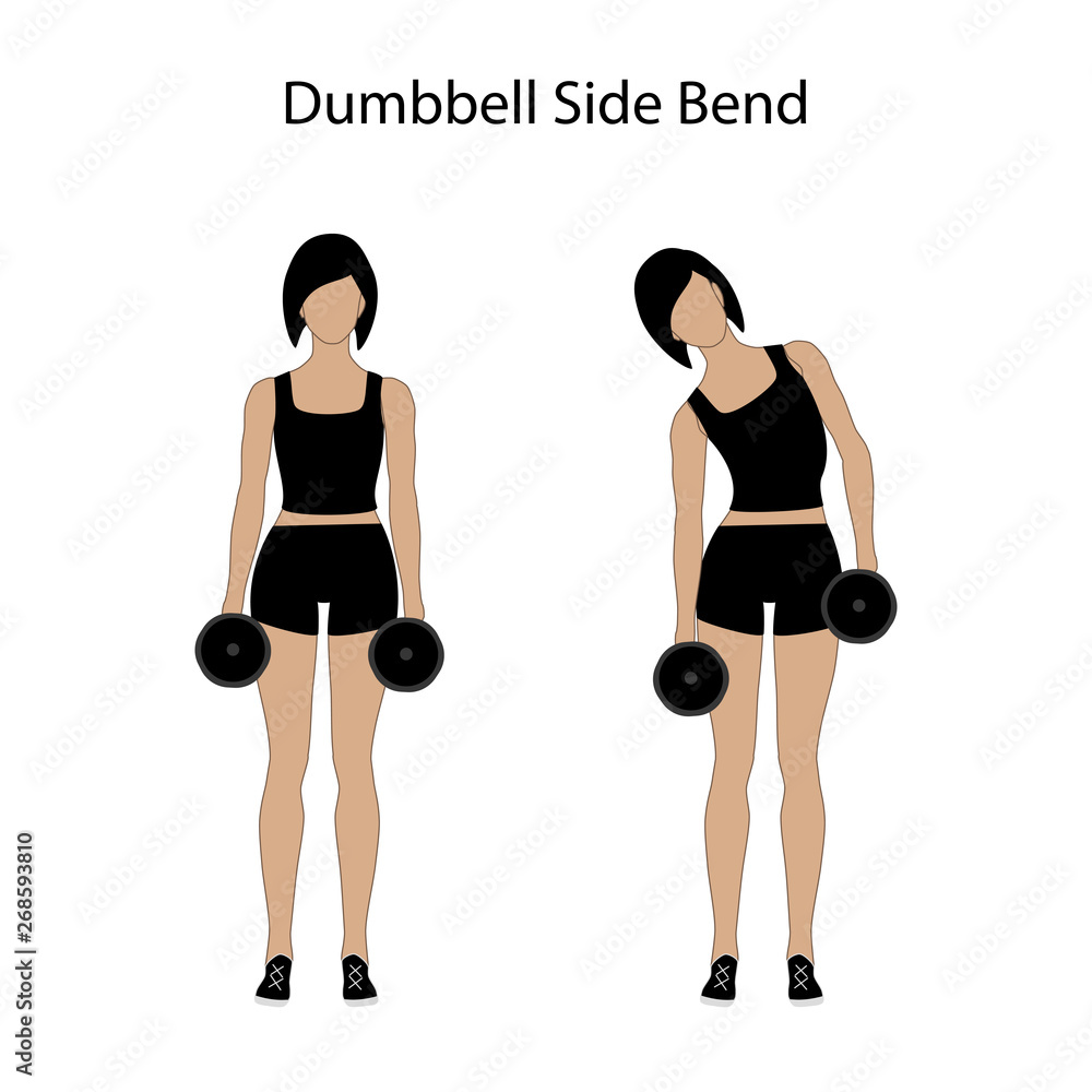 Dumbbell side bend exercise Stock Vector | Adobe Stock