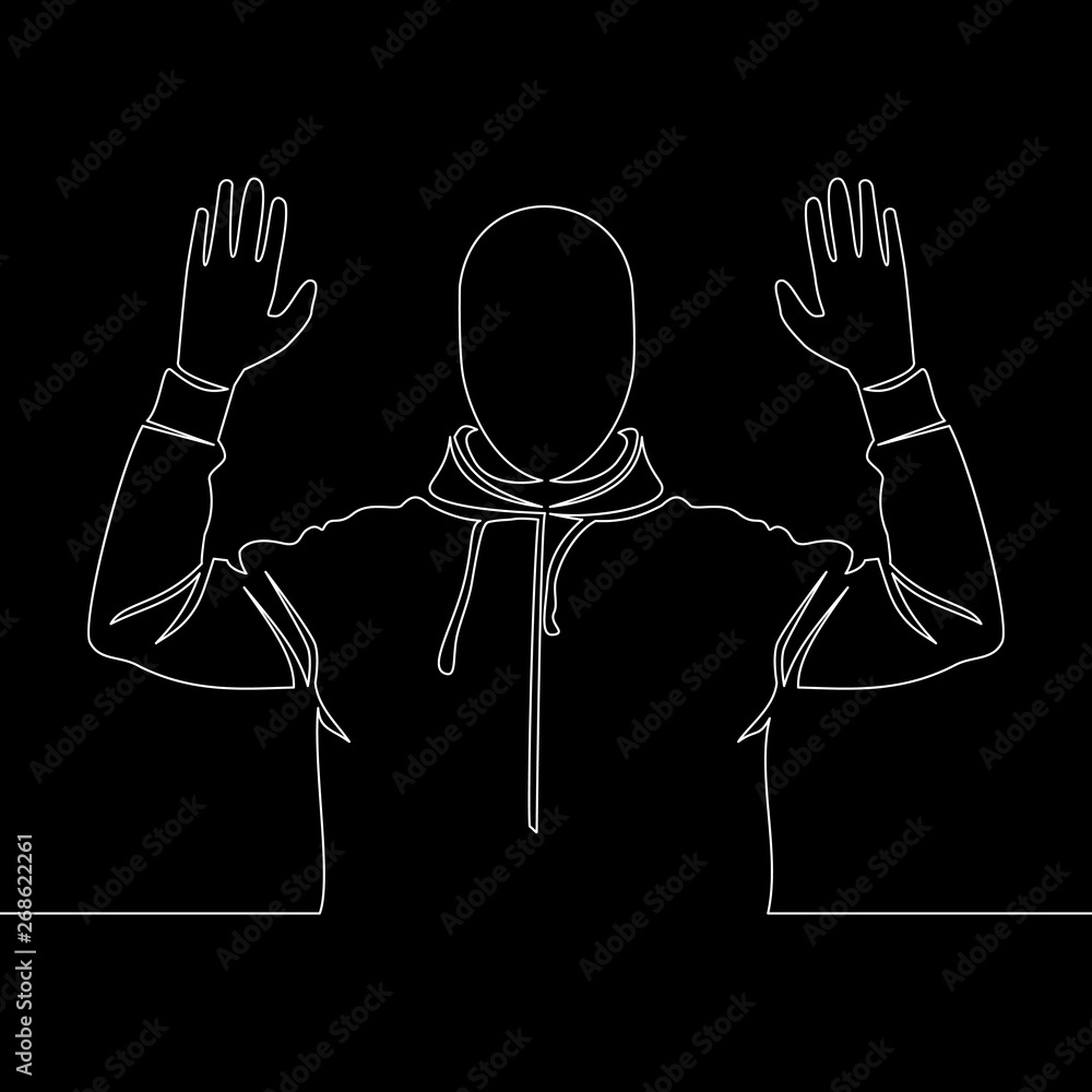 Continuous one line drawing man surrendering Stock Vector | Adobe Stock