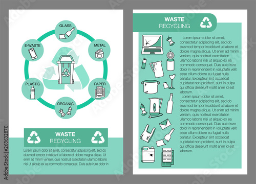 Waste management brochure template layout. Trash sort. Flyer, booklet ...