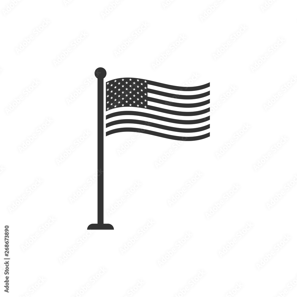 National flag of USA on flagpole icon isolated. American flag sign ...