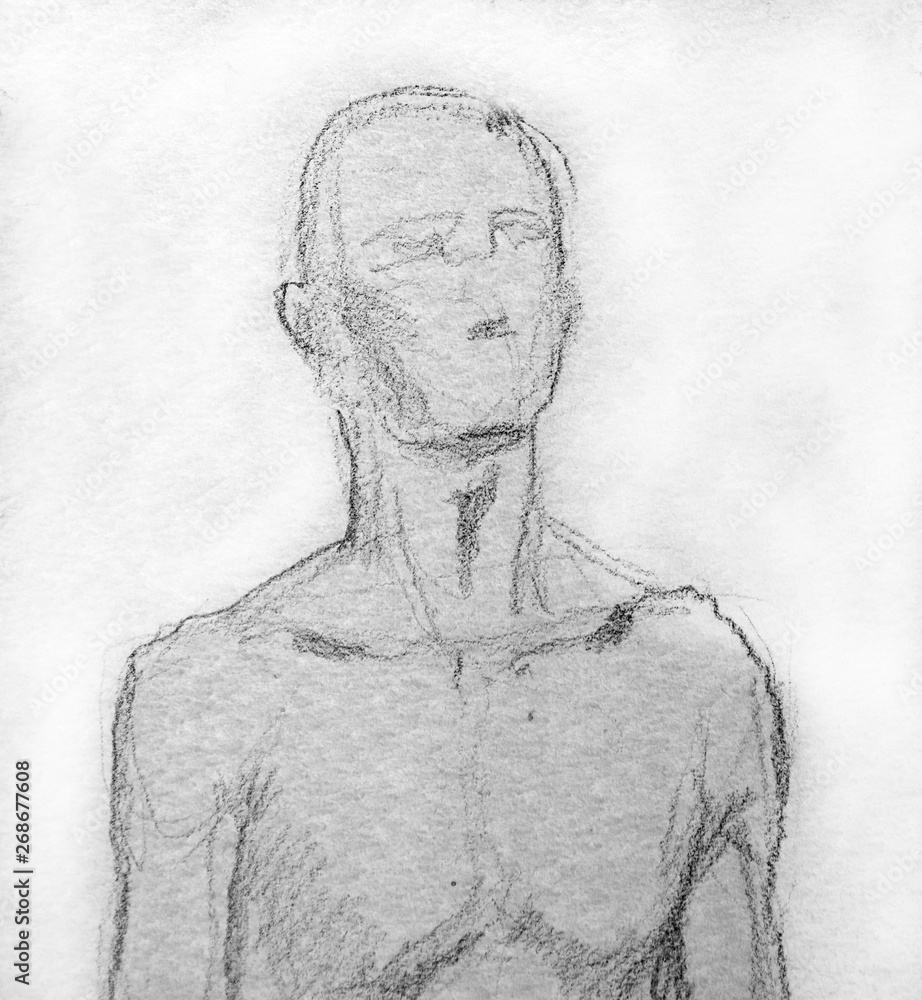 human's figure, pencil drawing illustration, sketch Stock Illustration ...