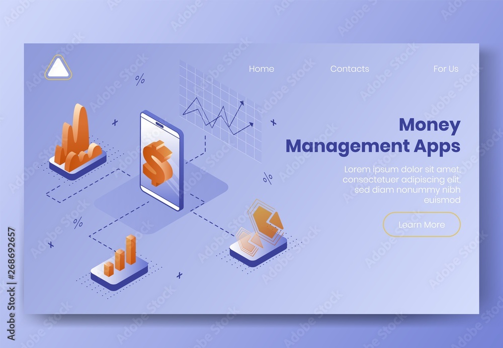 Vector de Stock Digital isometric design concept set of money ...