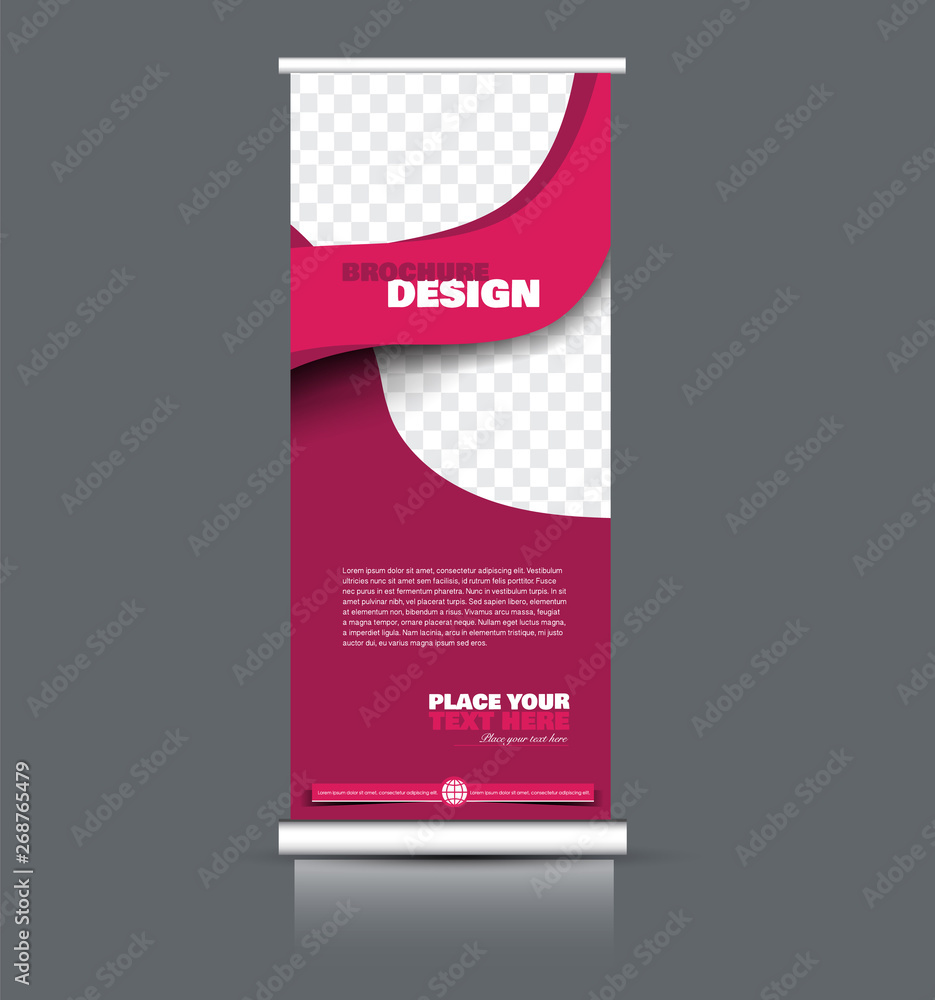 Roll up banner design. Vertical narrow flyer template. Advertising ...