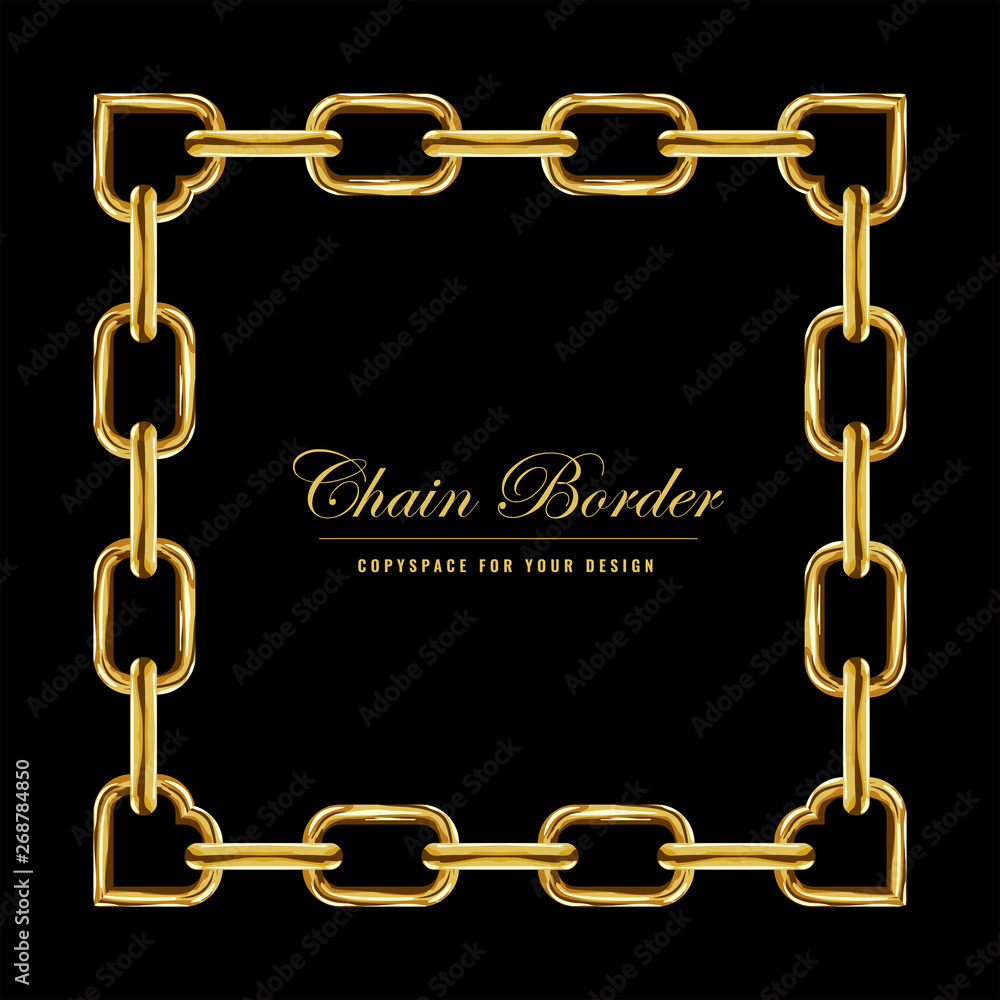 Golden Chain Square Border Frame. Rectangle Border with golden color ...